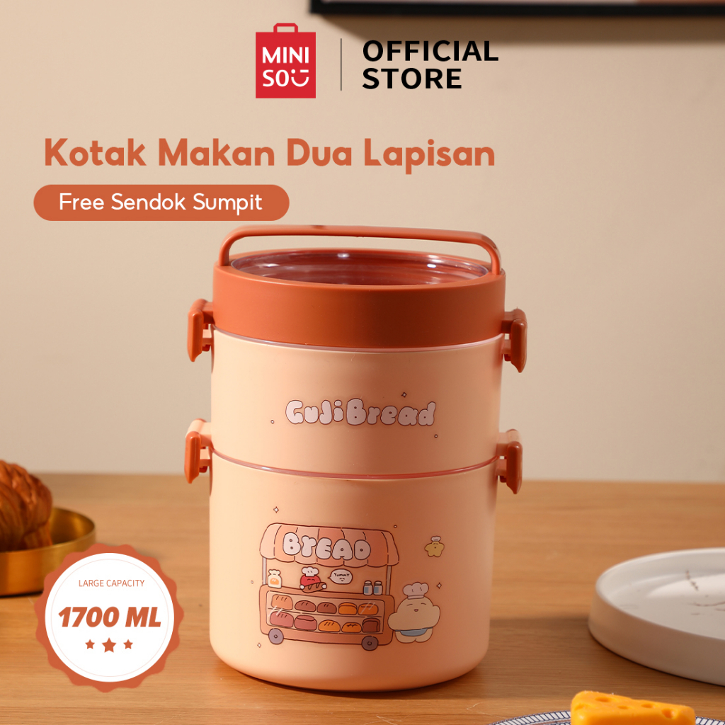 Miniso Guji Guji Lunch Box Beautiful Aesthetic Lunch Box 1700ML Two ...