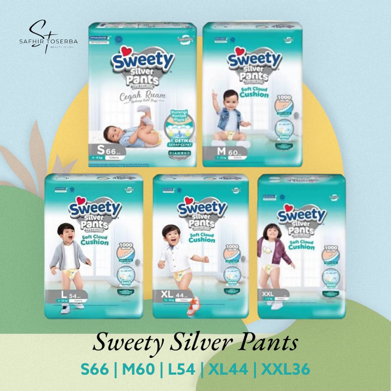 Sweety Silver Pants Soft S66 | M60 | L54 | Xl44 | Xxl36 - Baby Diapers ...