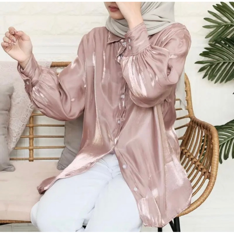 KEMEJA Damyra.outfit || Sally Shimmer Top || Women's Shirt (Semi ...