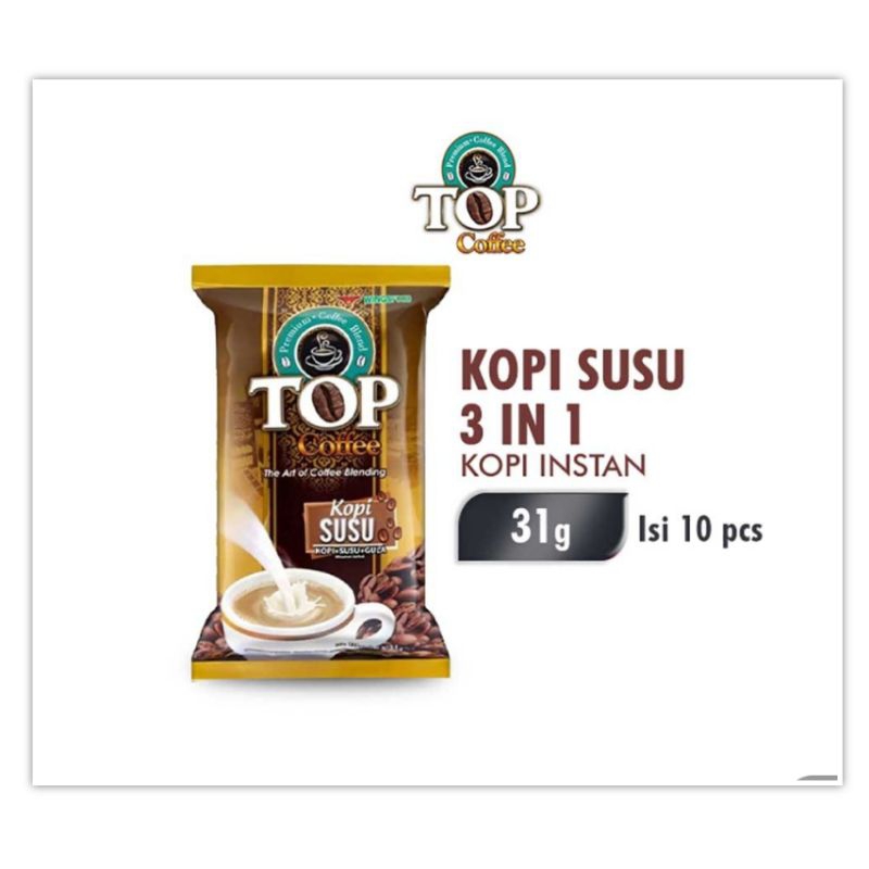 Top Coffee Milk Coffee 3 in 1 contains 10 sachets of Instant Coffee ...