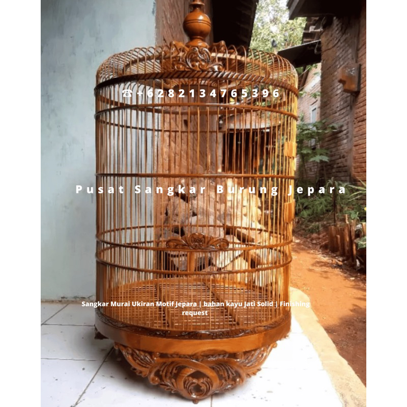 KAYU Carved magpie cage with typical Jepara motif, genuine solid teak ...