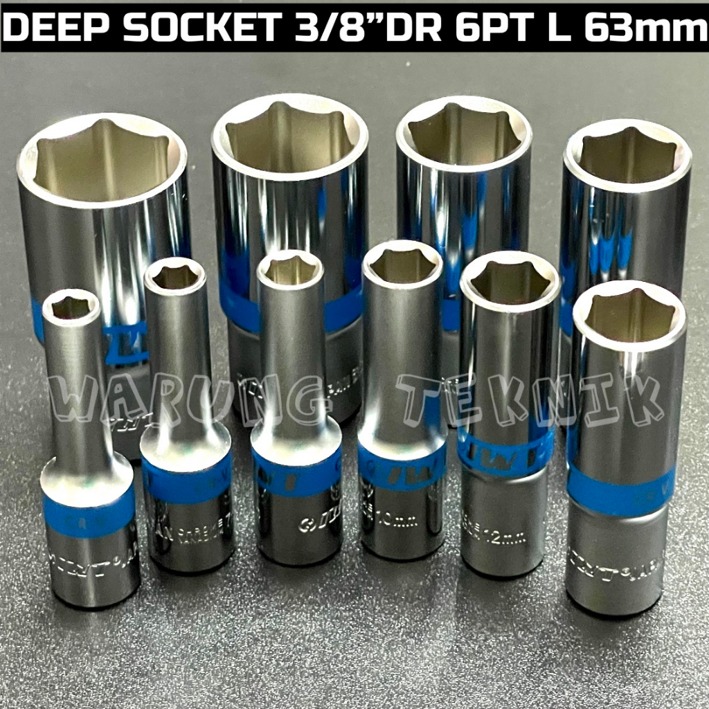 IWT 3/8" DR 6 PT DEEP SOCKET - SOCKET Wrench Length 3/8"DR 6pt 63mm 6 7 8 10 11 12 13 14 17 19 ...
