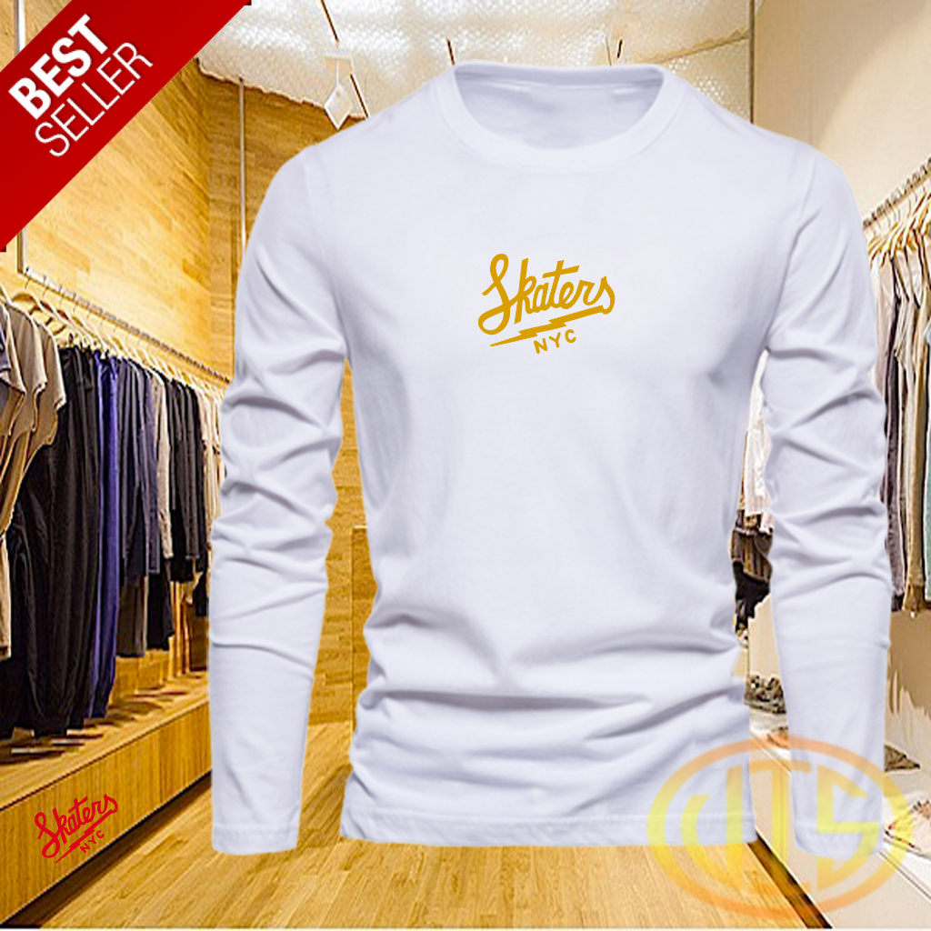 Premium Distro Gold Motif Skater Logo Long Sleeve T-shirt / COTTON 30S ...