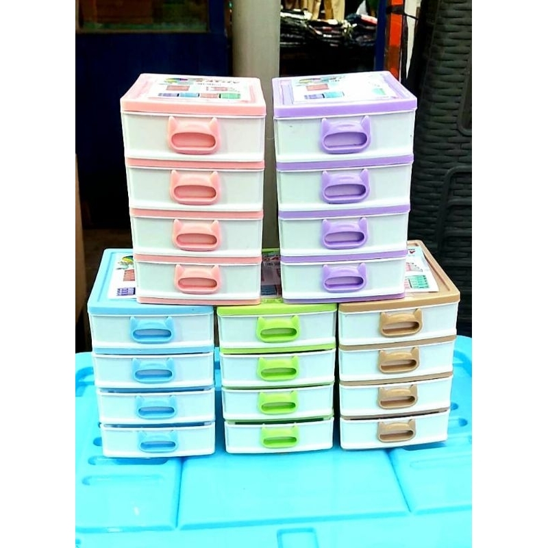 Kathy Mini Container Drawer 4-tier Plastic Material | Shopee Philippines