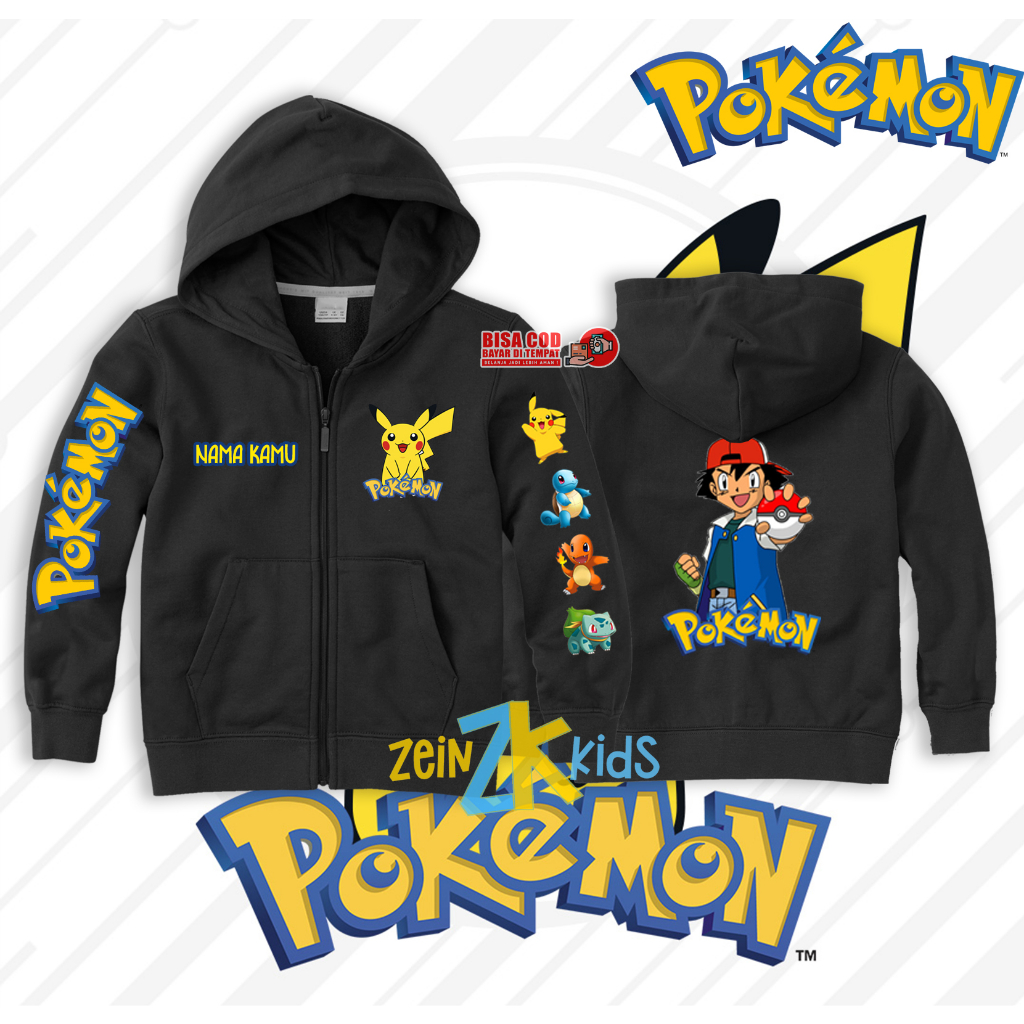 Pokemon Pikachu Children's Hoodie Jacket / Pikachu Children's Zipper ...