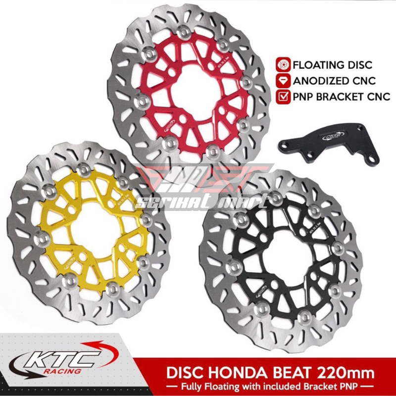 Ktc RACING 220mm Front Disc+Bracket HONDA VARIO 125 OLD, BEAT FI, BEAT ...