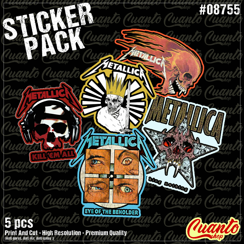 Metallica Stickers, Contents of 5, Waterproof, Scratch Resistant ...
