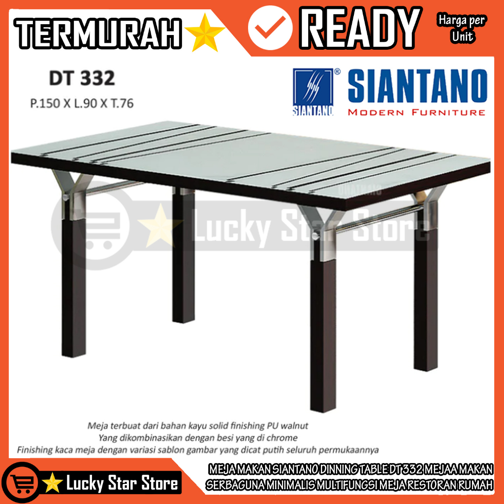 [Instant] SIANTANO DINNING TABLE DT 332 MULTI-PURPOSE GLASS DINING ...