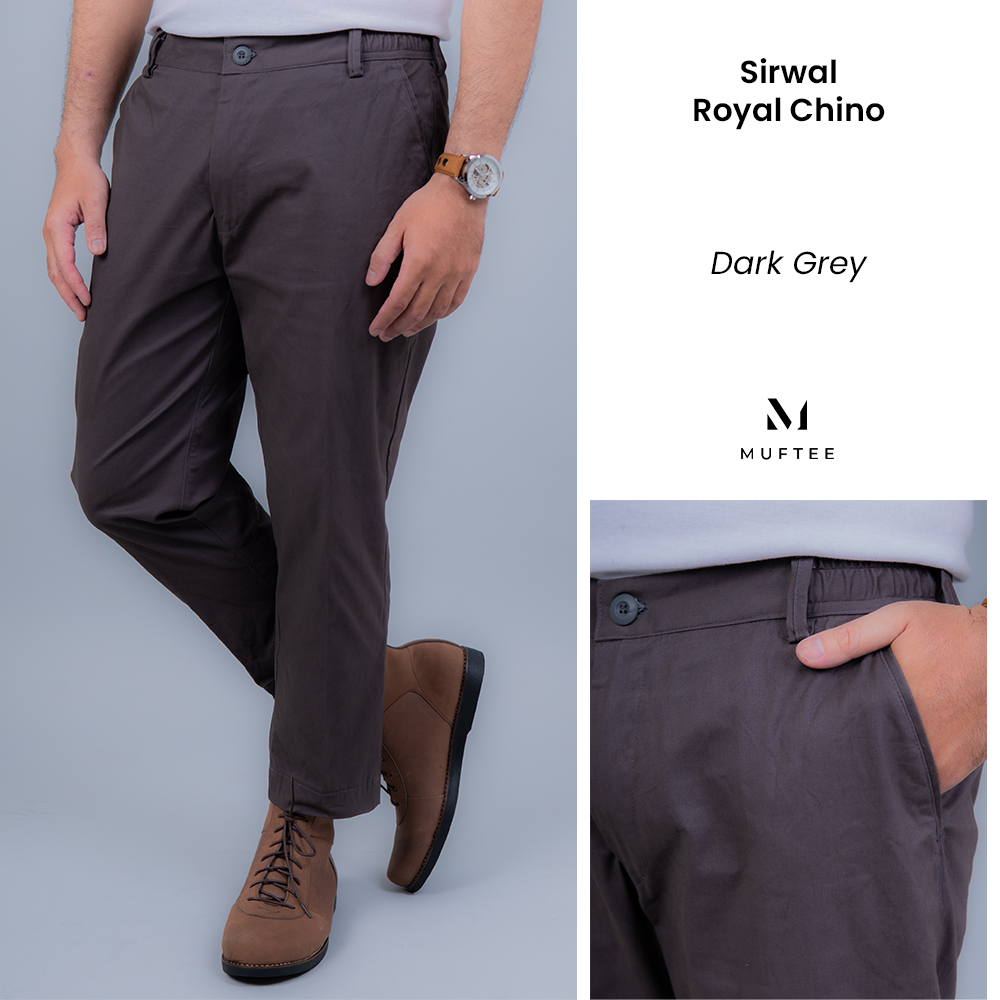 Muftee Royal Chino Men's Office Trousers Cotton Twill Stretch Black ...