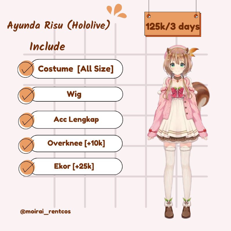 AYUNDA RISU/VTUBER COSPLAY COSTUME RENTAL | Shopee Philippines