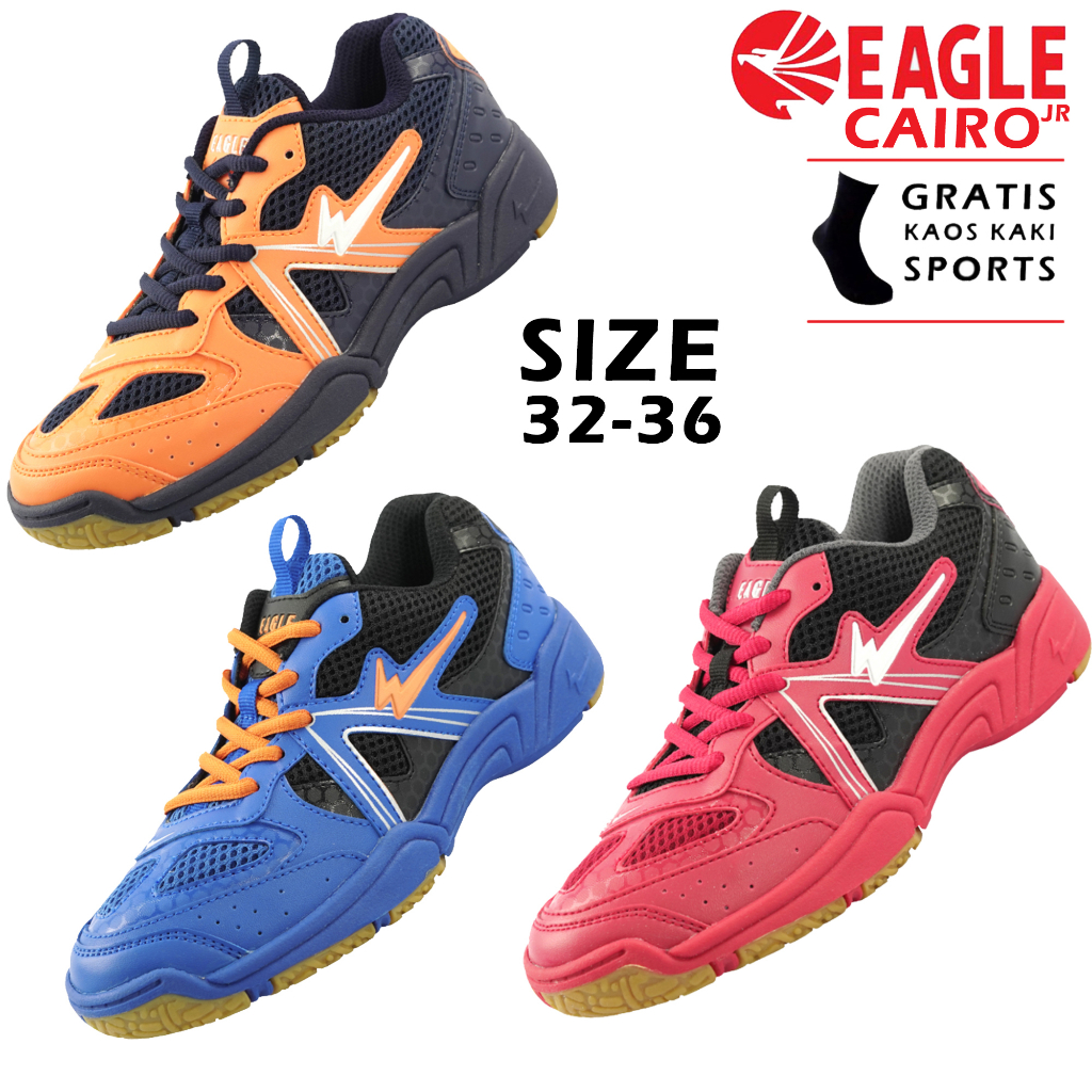 MERAH Red Eagle Cairo JR Badminton Shoes - Children's Eagle Cairo Badminton Shoes | Shopee ...