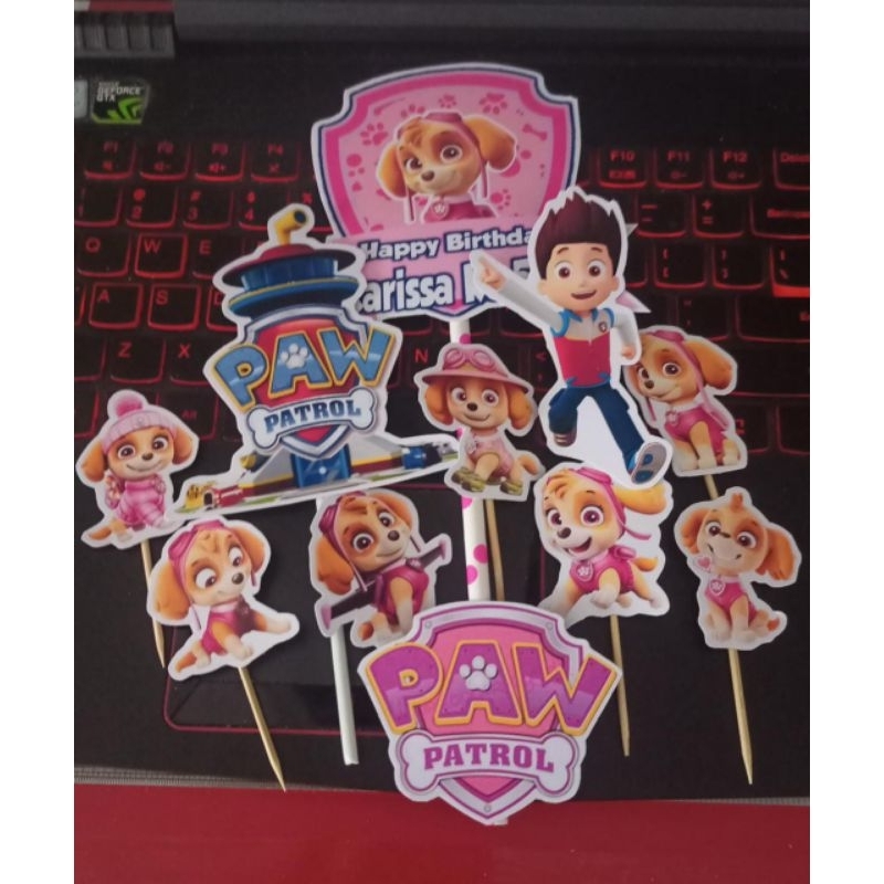 Paw patrol Sky Pink skye cake decoration cake topper set 140523A ...