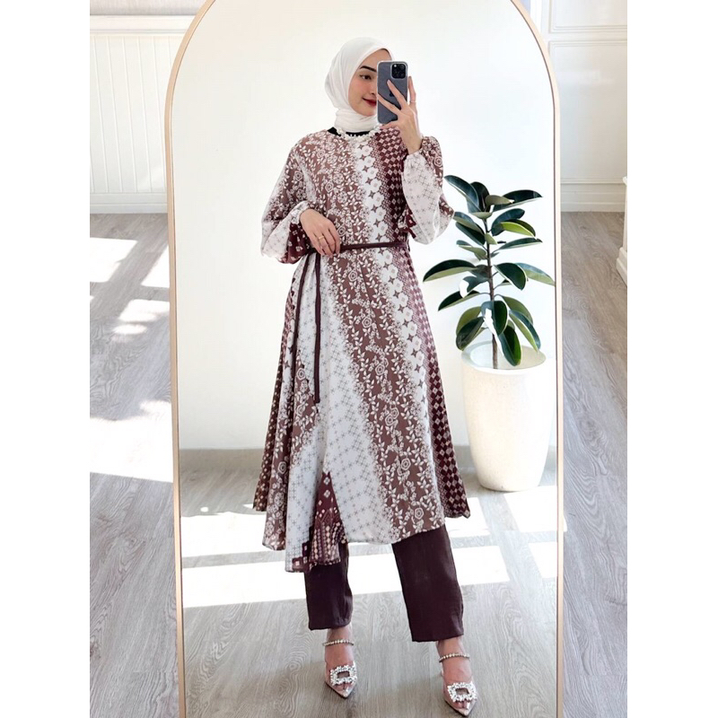 NIXIE ONE SET WOMEN'S TUNIC SET MUSLIMAH CLOTHING SET CRINKLE MATERIAL ...