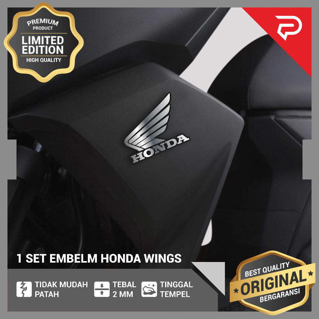Emblem STICKER HONDA Wings 3D GOLD SILVER STICKER Embossed Motorcycle ...