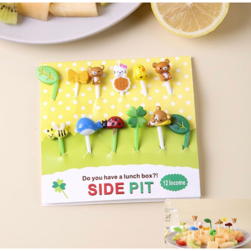 Mini Fruit Fork Set Animal Leaves - Fruit Bento Fork with Animal Motifs ...