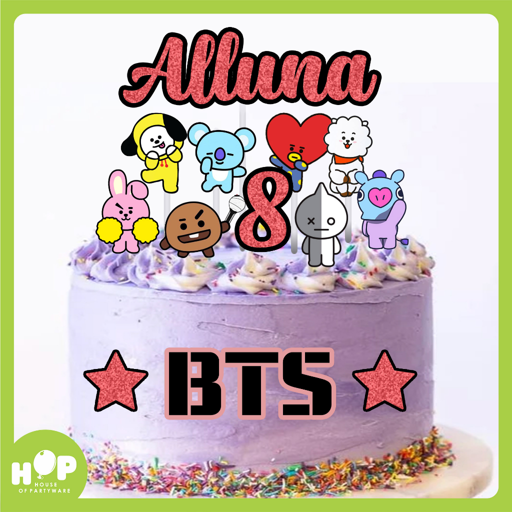 BT21 BTS Cake Topper + Custom Name / Birthday Cake Decoration | Shopee ...