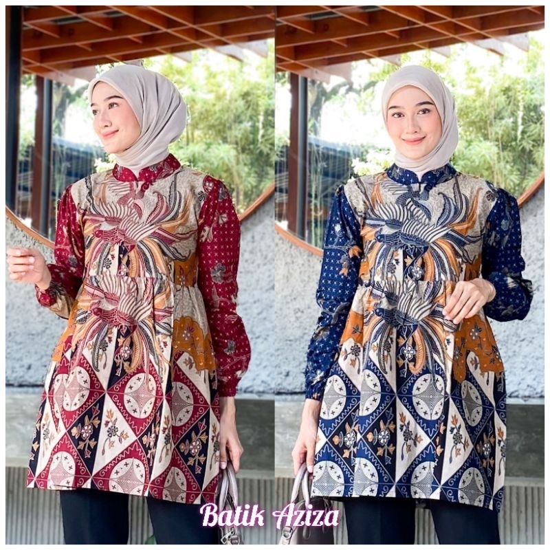 Batik Tunic Front Zipper Rubber Sleeve Chicken Motif by Batik Aziza ...