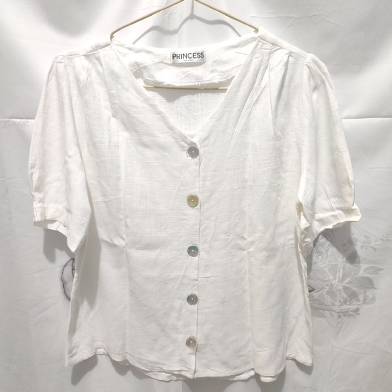 KATUN Princess Plain White Cotton Blouse | Shopee Philippines