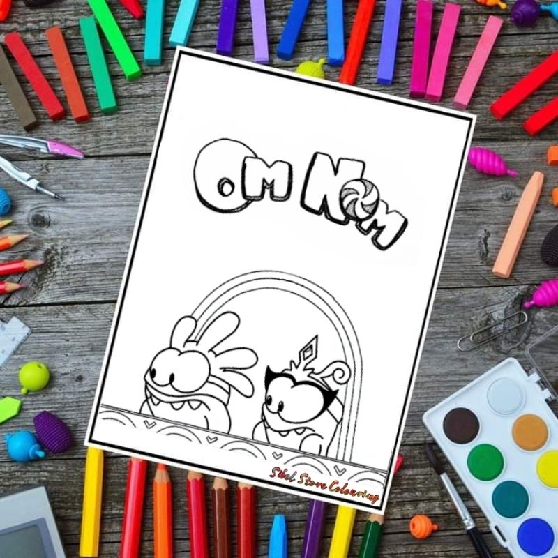 Om Nom V1 Theme Children's Picture Coloring Paper/Drawing Paper (10 ...