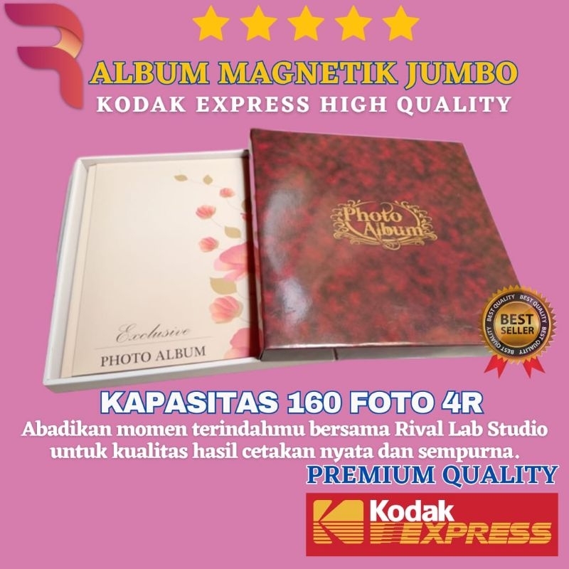 Premium JUMBO Magnetic ALBUM 4 Rolls Fit 160 Photos 4R/PHOTO ALBUM 15 ...
