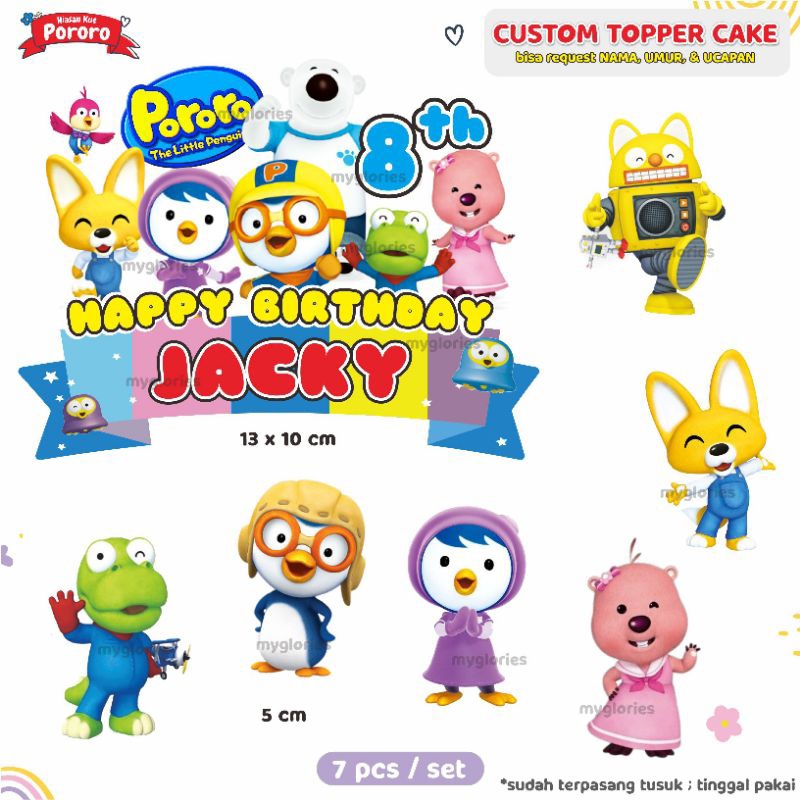 [ Custom NAME AGE ] pororo theme Birthday Cake Topper - pororo Cake ...