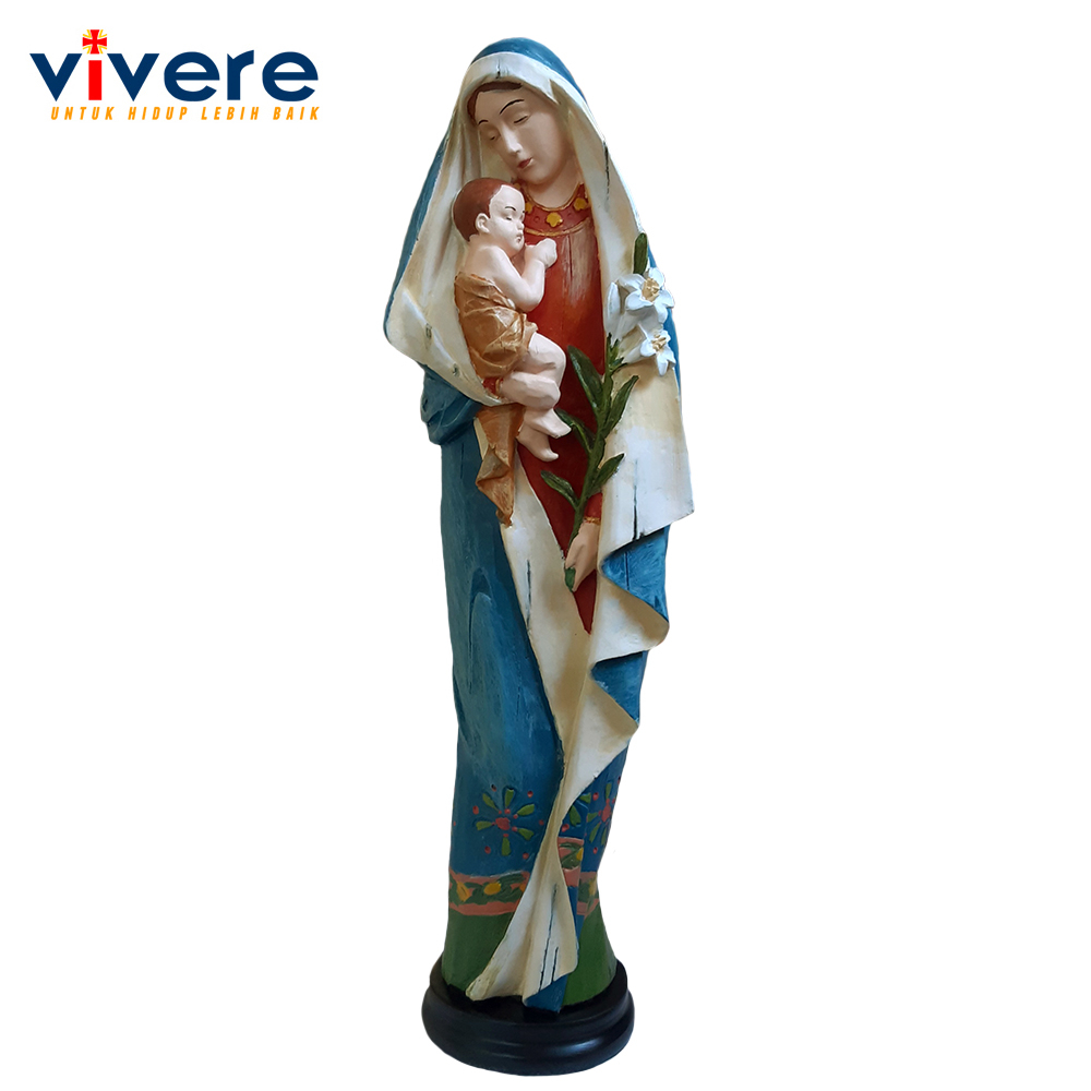 Statue Of Our Lady Jesus And Lily 32 Cm Shopee Philippines
