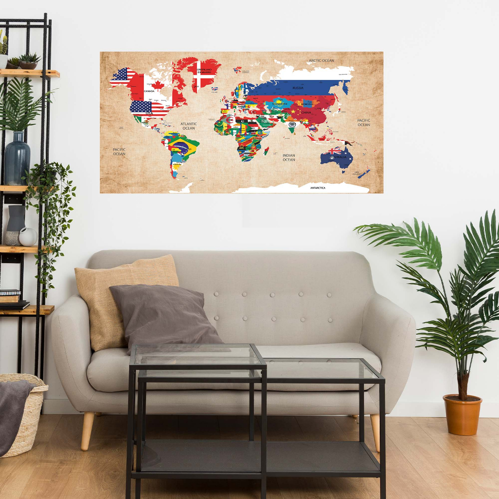 HIASAN DINDING World Map Wall Decoration 1 Piece 30x60 | Shopee Philippines