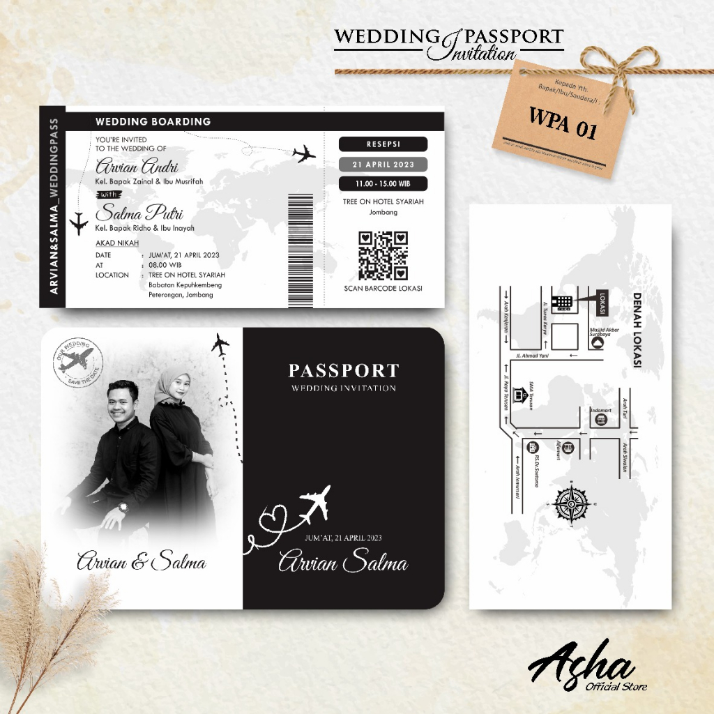 Aesthetic PASSPORT Wedding Invitation - SIMPLE Modern WP Invitation ...