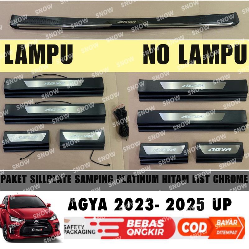 HITAM Agya GR SPORT 2023 2024 2025 Platinum Black Chrome List Sillplate ...