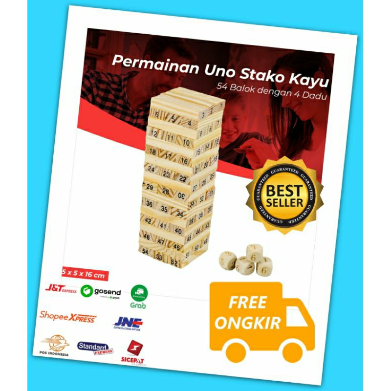 KAYU Uno Stako With Dice And 54 Beams - Best Seller - Cheapest (Wood ...