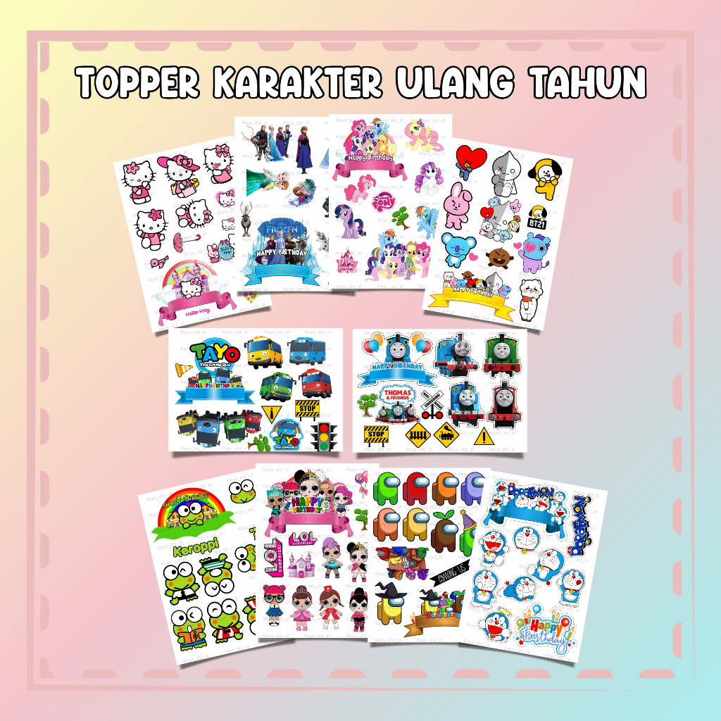 Custom Name Character Topper, Cartoon Character Happy Birthday Cake ...