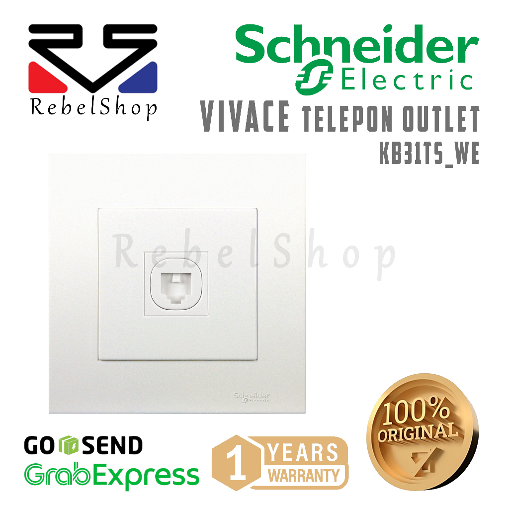 Schneider Vivace Telephone Socket 1 Gang Outlet Socket - KB31TS_WE ...