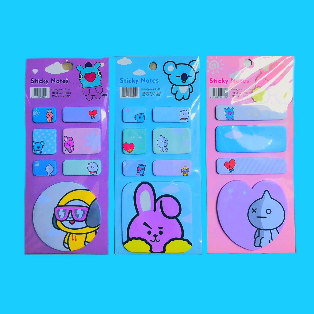 Sticky Notes BTS/BT21 Name Label Bookmark Page Memo Army Cute Ruler ...