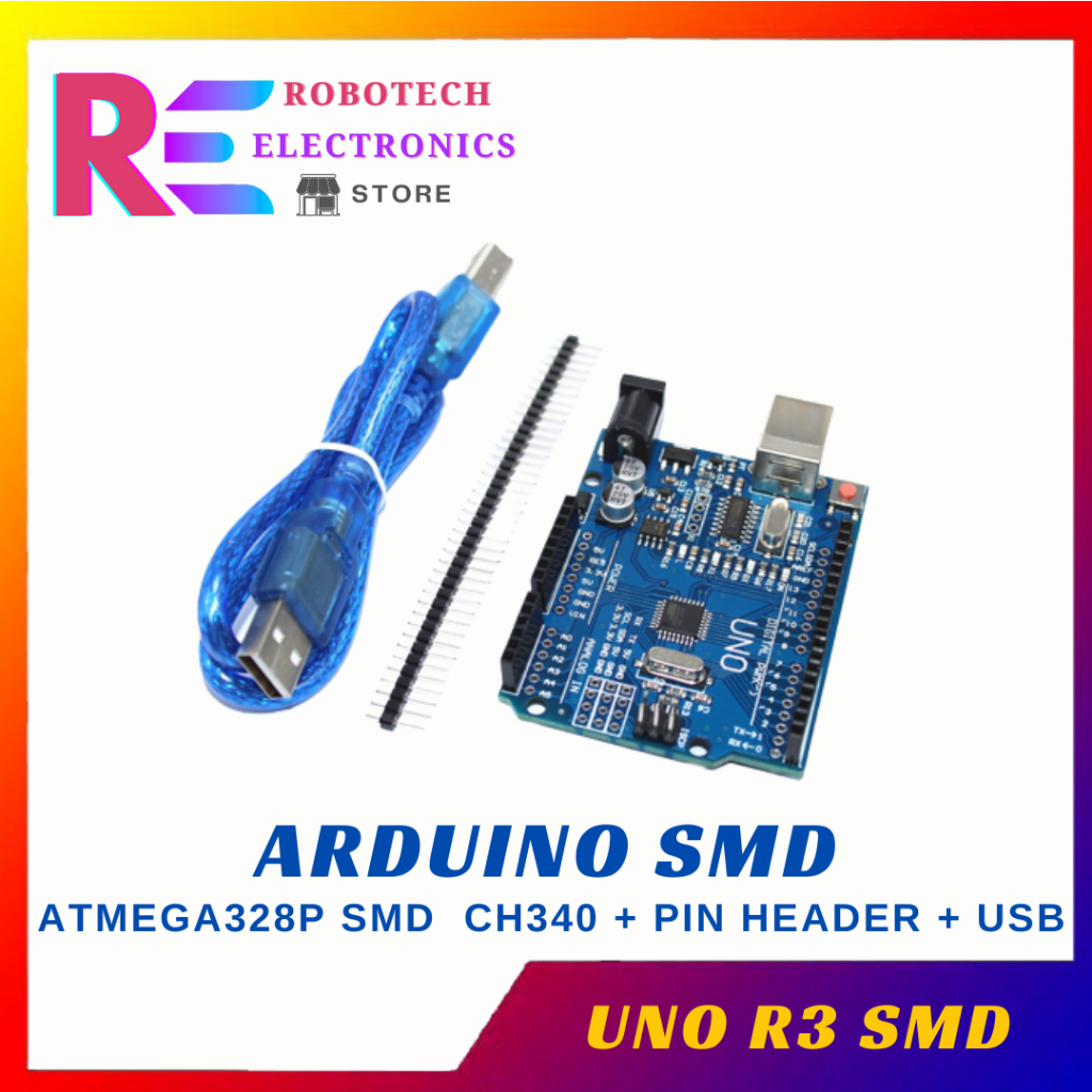 Arduino Uno R3 ATmega328 SMD CH340 - Free USB Cable+Pin Header | Shopee Philippines