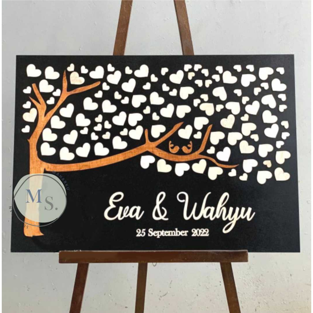 KAYU Guest book/Wooden Wedding guest book custom design 65x45 Cm ...