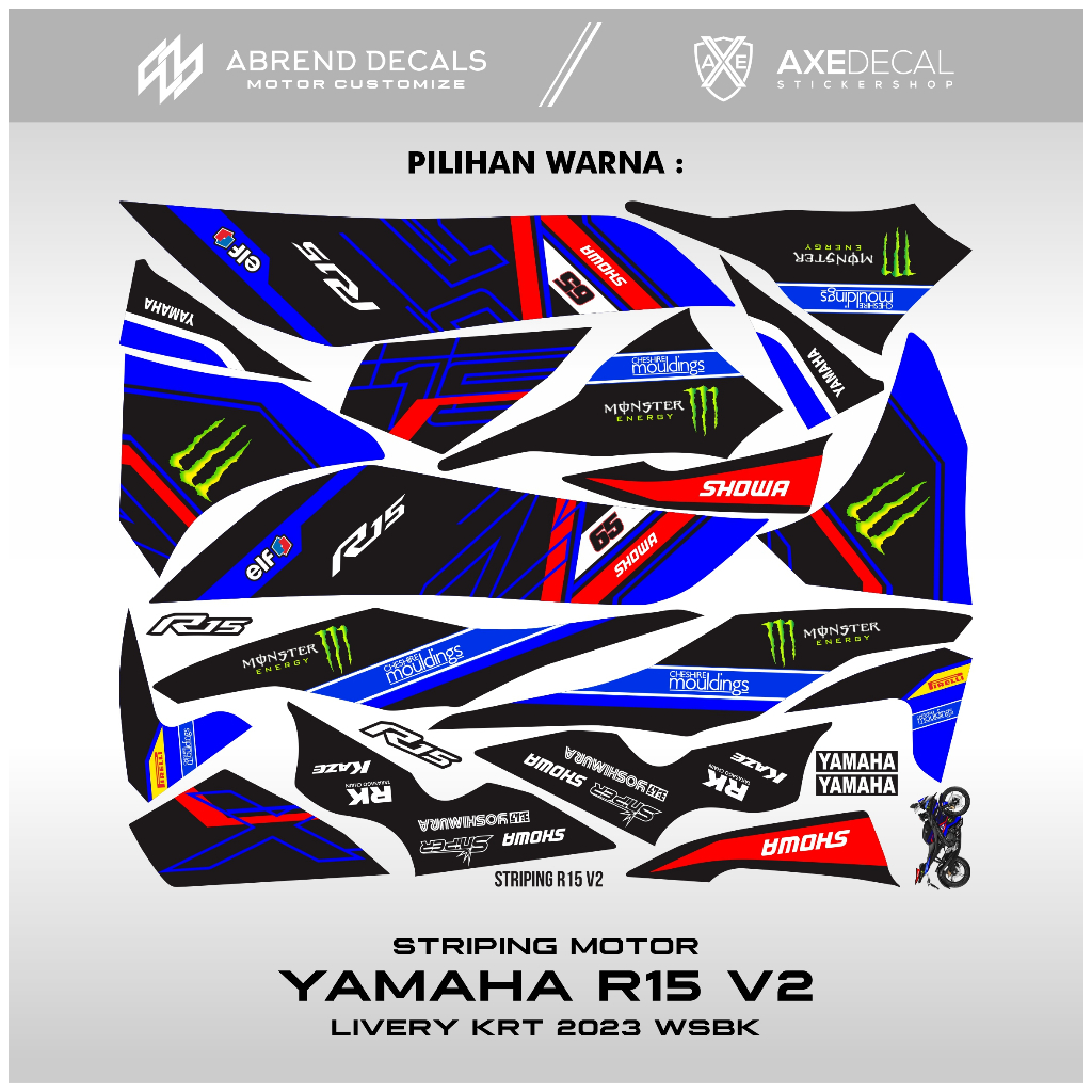 Striping Yamaha R15 V2 Livery KRT 2023 WSBK Racing/Motorcycle Sticker ...