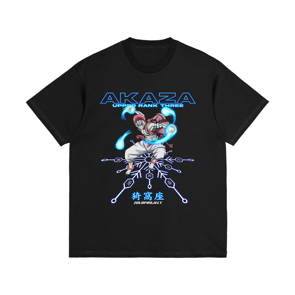 Zola Project Akaza Anime T-Shirt Upper Rank Three Demon Slayer Kimetsu ...