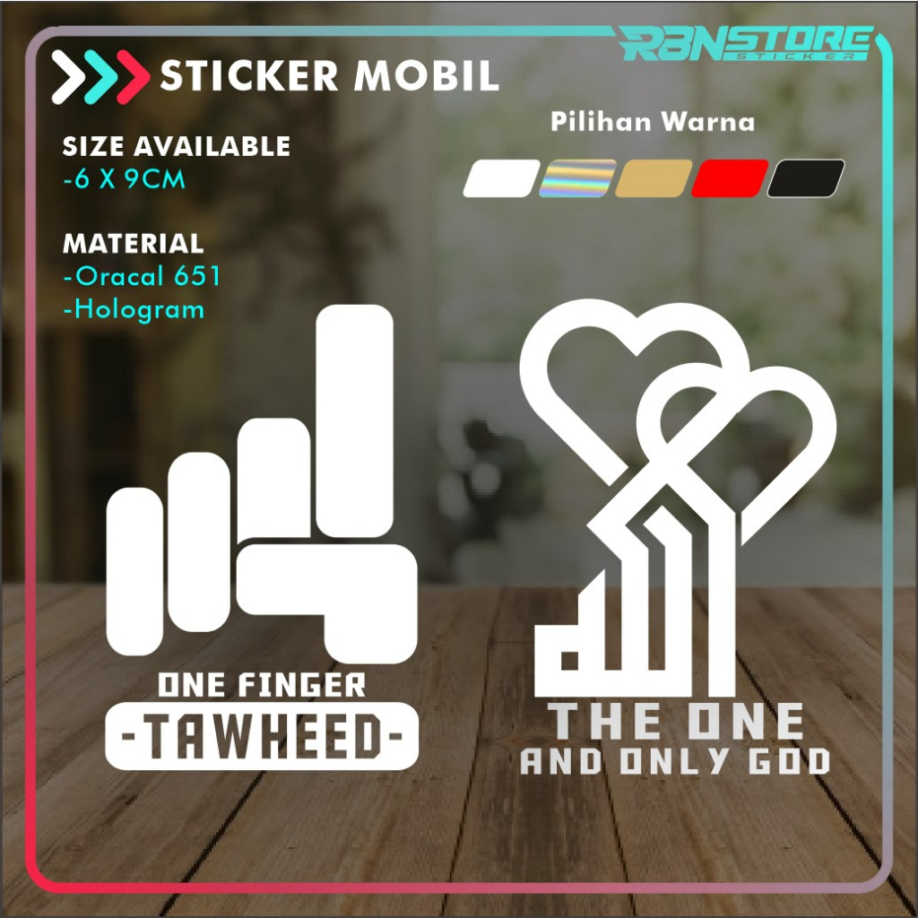 ISLAMIC STICKER TAUHID ONE FINGER CUTTING HOLOGRAM STICKER AND SOLID ...