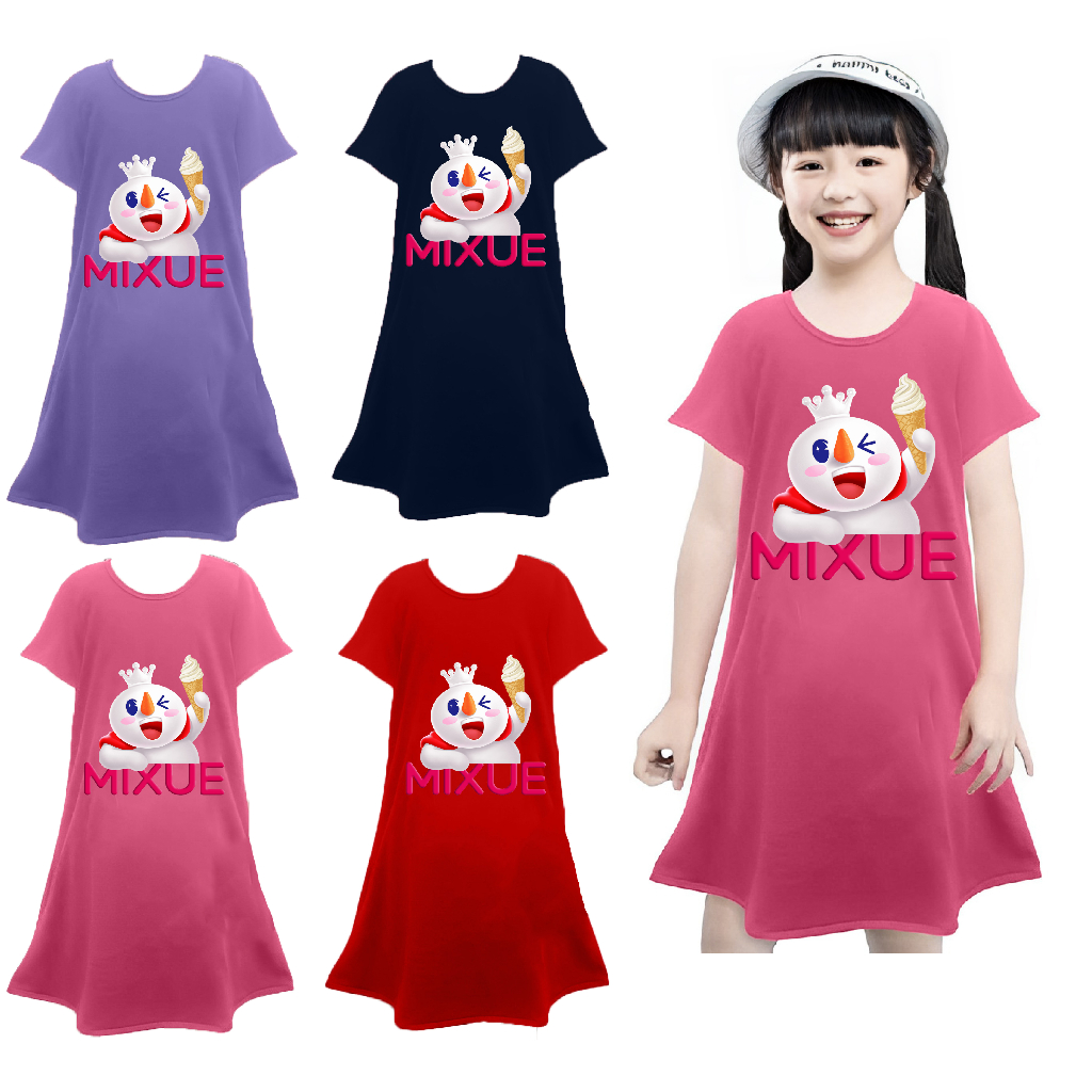 Dress Negligee Clothes For Girls Aged 1-10 Years With Cute Mixue Motifs ...
