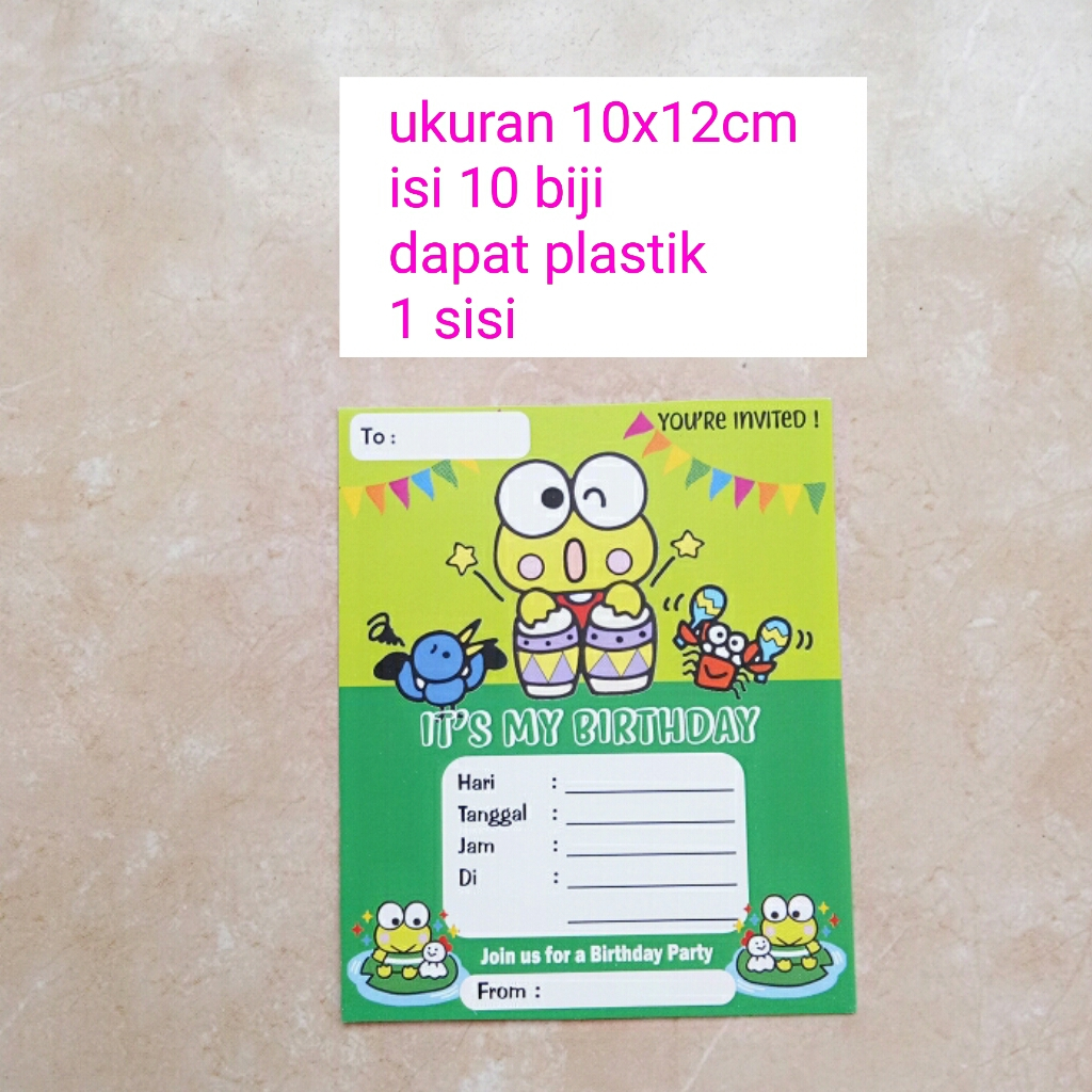 Birthday invitation card contains 10 pieces of kero keroppi keropi ...