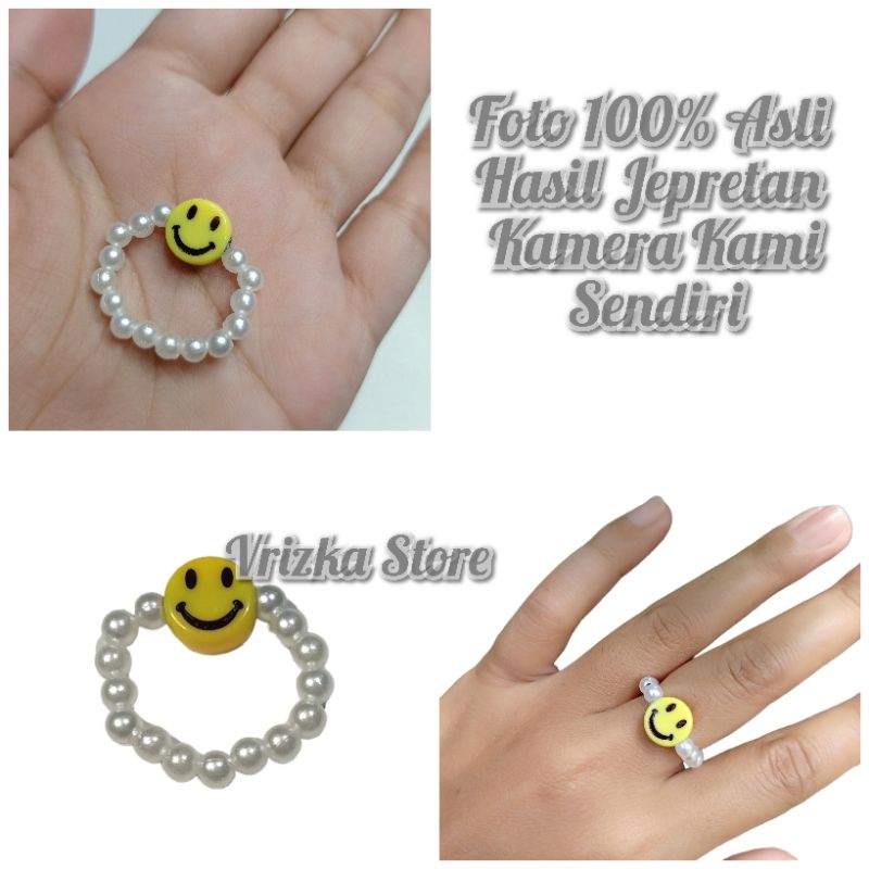 Korean SMILE SMALL PEARL VIRAL RING | Beaded ring | Small PEARL RING ...