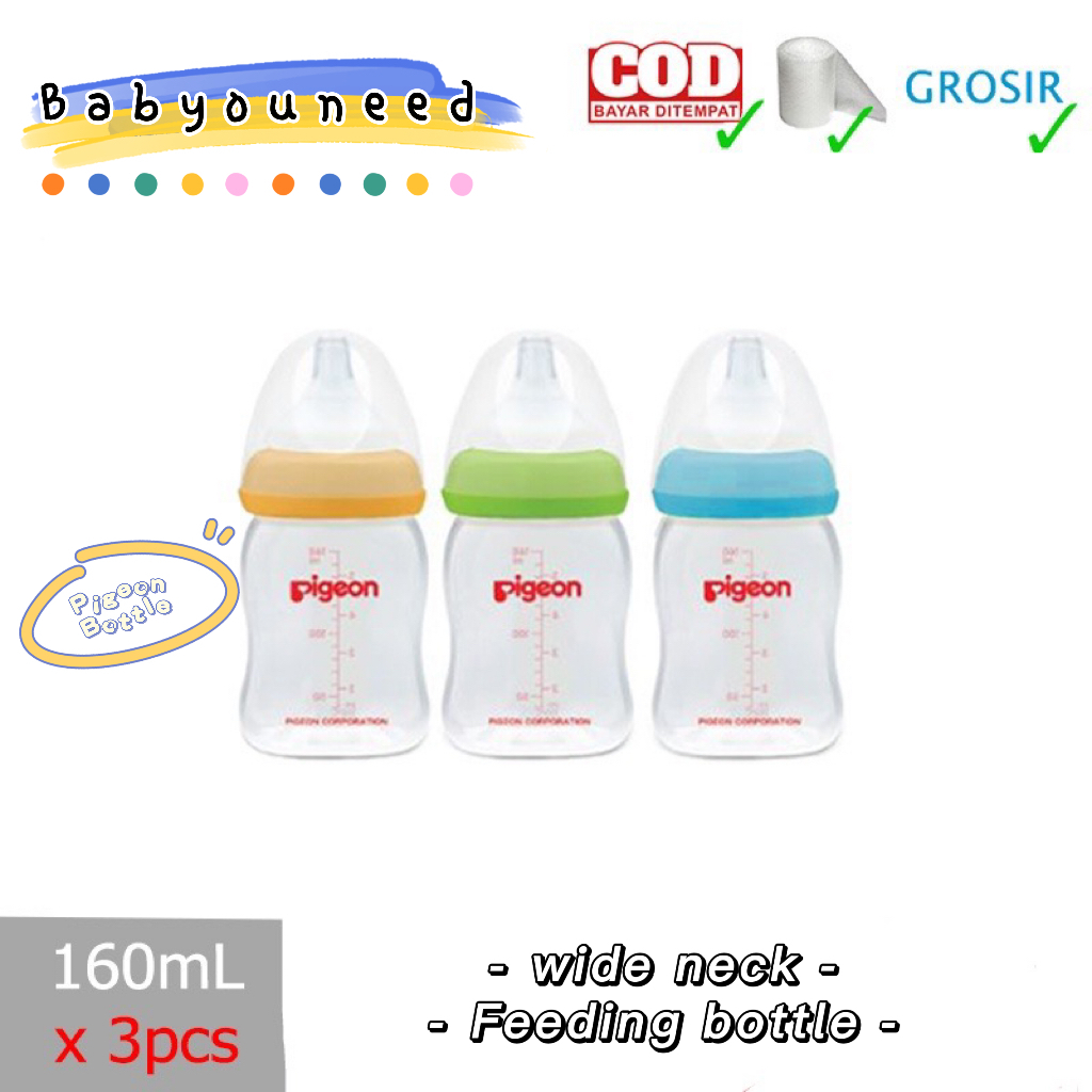 Pigeon Wide Neck PP Feeding Bottle 160mL x 1set (3pcs)/Bottle Wide Neck Peristaltic Plus (Random ...