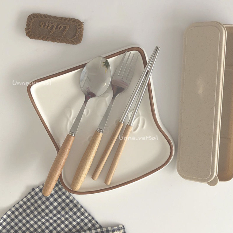 KAYU Jira Wooden Spoon set aesthetic Korean style Korean style ...