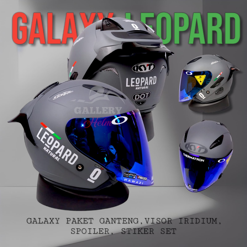 KYT GALAXY FLAT R GORILA GREY DOFF HANDY LEOPARD PACKAGE | KYT HALF ...