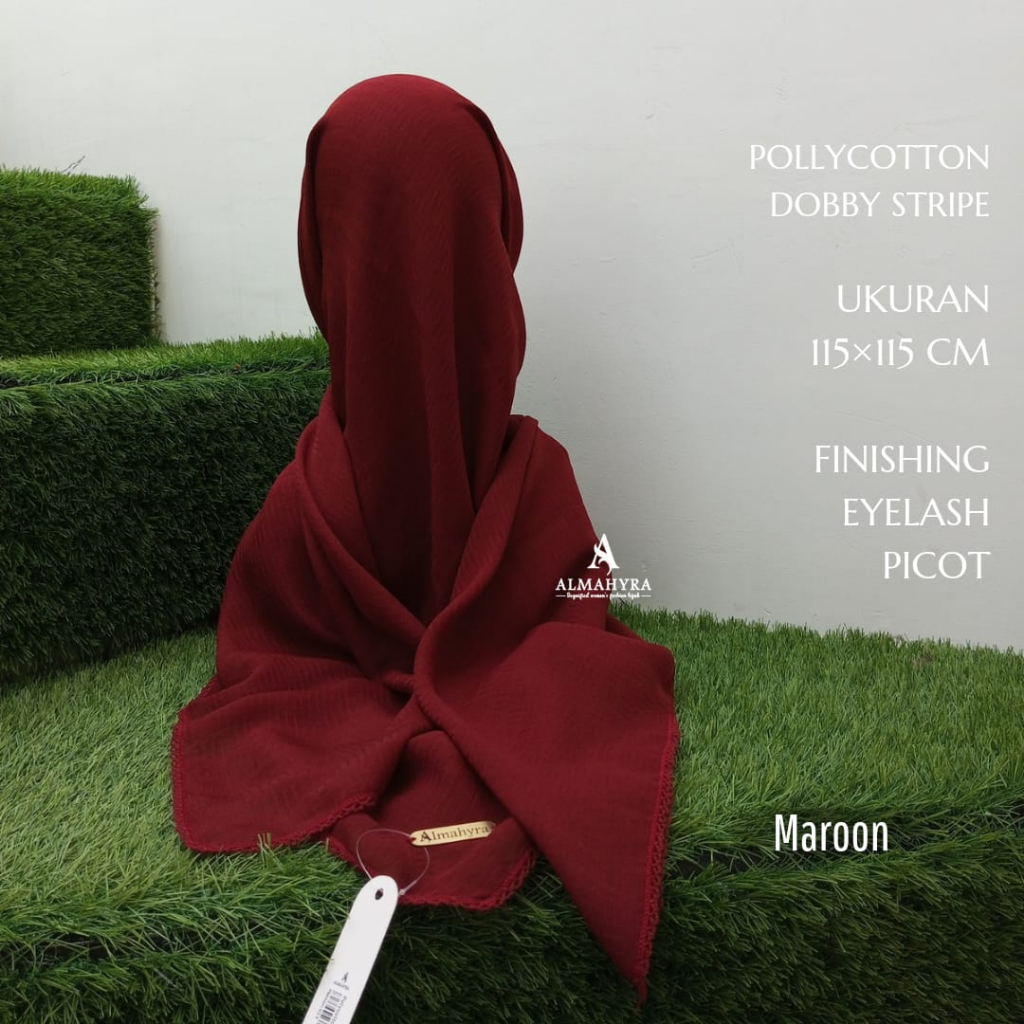 Premium Plain HIJAB | Order | Hijab SQUARE Pashmina Dobby Stripe Lace ...