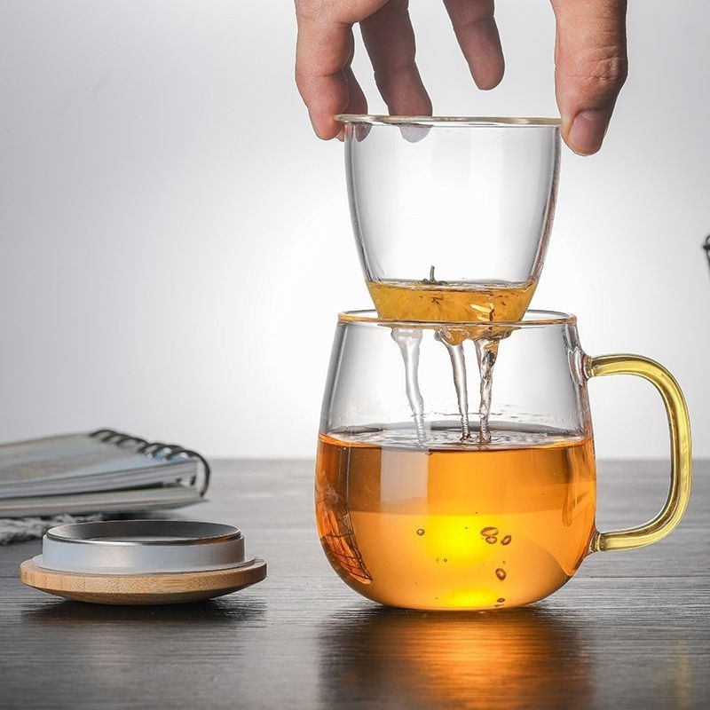 Glass tea cup tea cup mug with infuser filter/Glass with tea filter ...