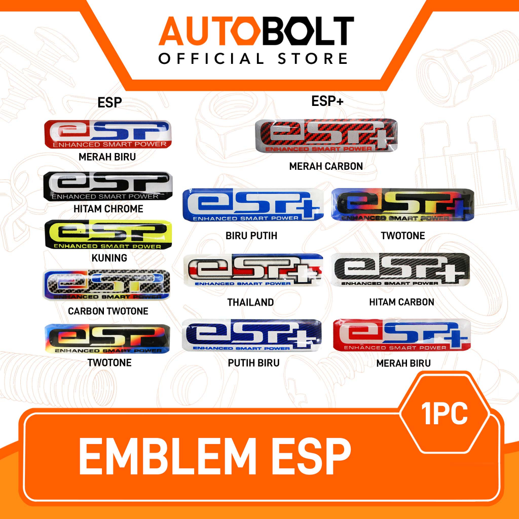 MERAH HITAM PUTIH Sticker Embossed Esp Esp+ Emblem Sticker 3D Logo ...