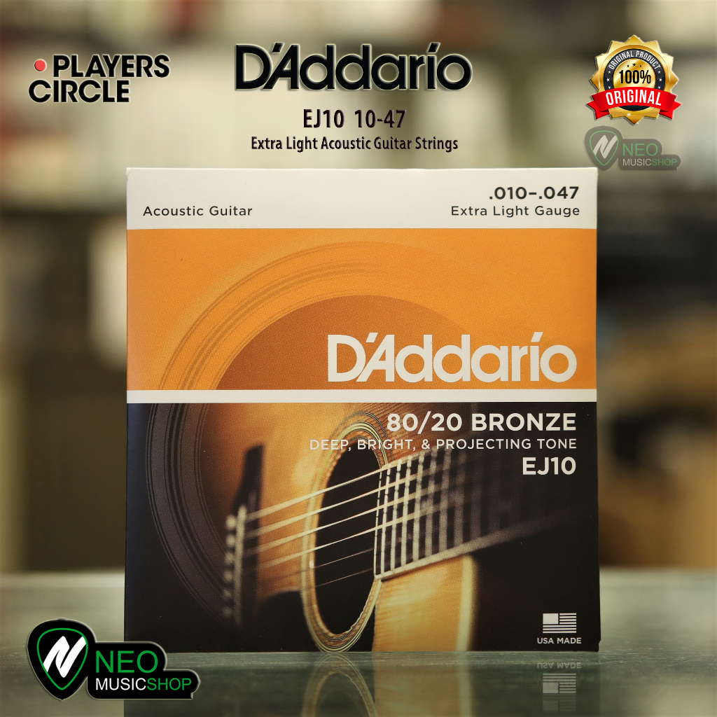 D'addario EJ10 80/20 Bronze Acoustic Guitar Strings (Original) | Shopee ...