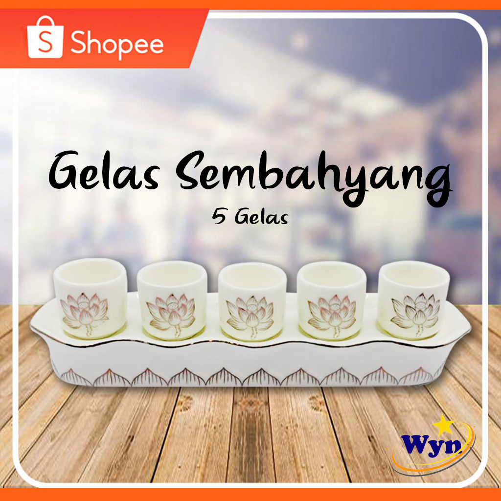 Lotus Flower Motif Ceramic Prayer Cup (5 Cups) | Shopee Philippines