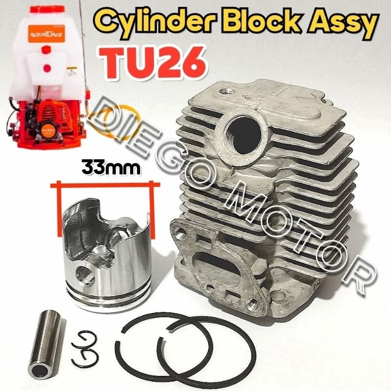 MESIN Tu26 Cylinder Block Assy Boringan Set Pest Spray Machine 2 stroke ...